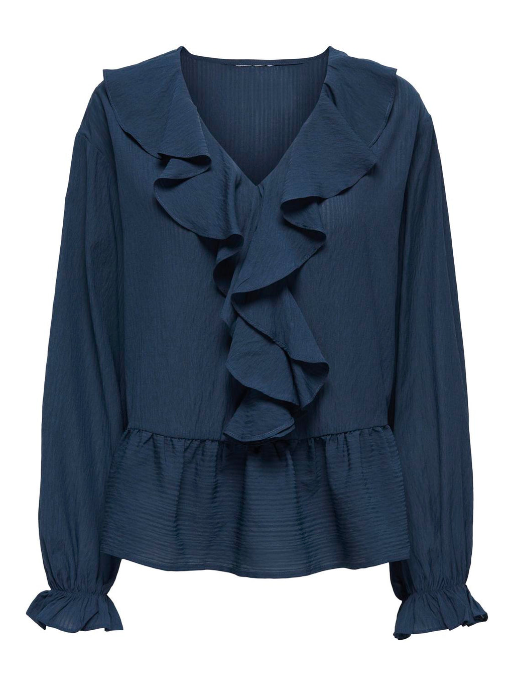 STURIO L/S Flounce Top - Blå